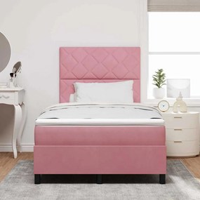 Postel s boxspringem s čelo Růžová 120 x 190 cm samet 3339889