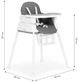 Dětská jídelní židlička 3v1 ALWAYS GREY ECOTOYS šedá