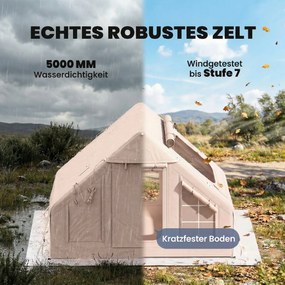Nafukovací stan 5-8 osob Rychlá montáž 5000 mm Voděodolný a větruodolný se vzduchovou pumpou Komínový otvor Střešní okno