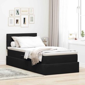 Postel s úložným prostorem s čelo Černá 90 x 200 cm samet 3370733