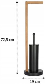 Erga Aurora Black, toaletní WC kartáč s dřevěným držákem na WC papír na postavení 19x19x72,5 cm, hnědá-černá, ERG-SEP-1004SEPSTLUNA