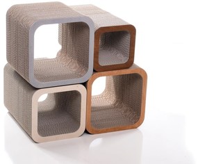 Ekomazlíček SET škrabadel pro kočky CUBE exclusive (4ks) Hloubka škrabadla: 20 cm, Barva: Wenge