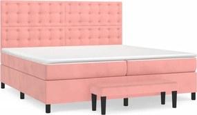 Box spring postel s matrací růžová 200x200 cm samet 3138108