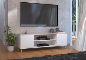 Televízní stolek PETRA Výška: 50, Hlavní barva: Bílá, Další barva: Craft Gold