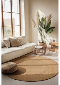 Oboustranný jutový kulatý koberec v přírodní barvě ø 200 cm Braided Gold – Hanse Home
