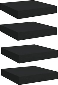 Plovoucí nástěnné police 4 ks černé 23 x 23,5 x 3,8 cm MDF 323825