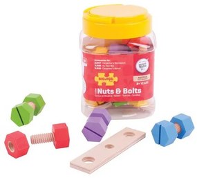 Bigjigs Toys Dřevěný spojovací materiál v dóze