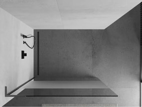 Mexen Kioto L, sprchová zástěna Walk-In 100 x 200 cm, 8mm čiré sklo-námraza, grafitový profil, 800-100-103-66-35
