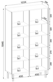 Vysoká vitrína Japandi, 104 cm, béžová kašmír