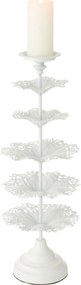 Bílý kovový svícen ve tvaru stromku Tree Flower M – 22*22*62 cm