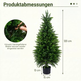 Costway 2 Kus umělého cedru 120 cm Umělá rostlina v květináči Realistická