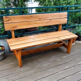 KULHÁNEK Zahradní lavice s opěradlem - přírodní Délka: 150 cm, Odstín nátěru: olej - palisandr