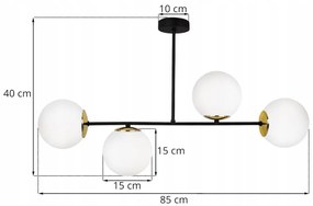 Stropní svítidlo Florence, 4x bílé skleněné stínítko, (výběr ze 4 barev uchycení)