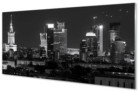 akrylový obraz Noční panorama Varšavy mrakodrapů 100x50 cm