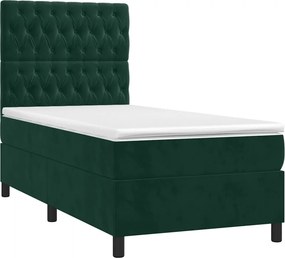 Box spring postel s matrací tmavě zelená 90x190 cm samet 3143178