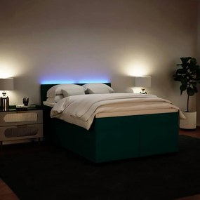 Box spring postel s matrací tmavě zelená 160x200 cm samet 3288669