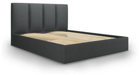 Tmavě šedá čalouněná dvoulůžková postel s úložným prostorem s roštem 180x200 cm Juniper – Mazzini Beds