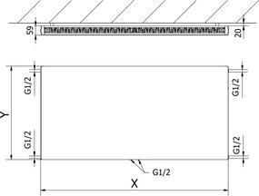 Mexen Flat CCF11 deskový radiátor 600 x 600 mm, spodní středové připojení, 470 W, bílý - W6C11F-060-060-00