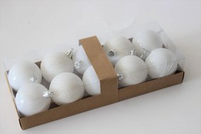 Bílé plastové vánoční koule 10ks 5cm