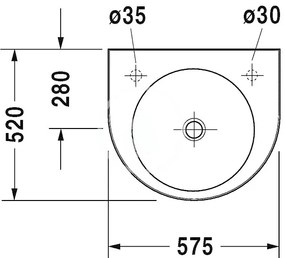 DURAVIT - Architec Umyvadlo 575x520 mm, bez přepadu, 1 otvor vlevo, zásobník mýdla, bílá (0449580023)