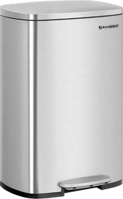 Odpadkový koš s pomalým zavíráním TIDY, 50 l, stříbrná SongmicsHome