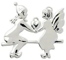 Vánoční ozdoba Angel on Seesaw Silver 6,5 cm Rosendahl