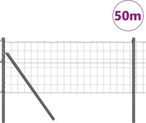 Euro plotové kotvení 50 x 0,6 m Ocel potažená PVC Šedá Síťovina 3350433
