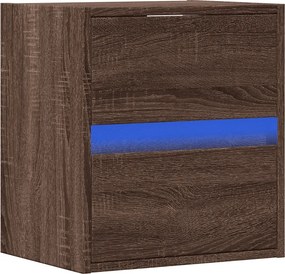 Nástěnný noční stolek s LED osvětlením hnědý dub 3307973