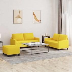 3dílná sedací souprava s poduškami světle žlutá textil 3201457