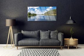 Obraz na skle Jezero Les Krajina 125x50 cm
