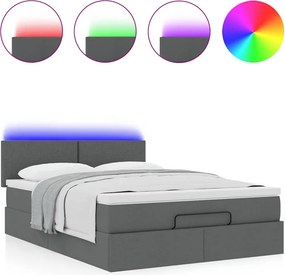 Osmanská postel s matrací &amp; LED diody Tmavě šedá 140x190 cm 3312223