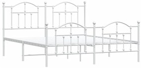 Kovový rám postele s hlavovým a nožním čelem bílý 183 x 213 cm,  353511