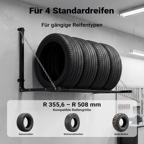 Držák pneumatik Wiltec – 130 kg, černá (51484)