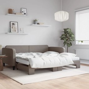 Válenda s přistýlkou a matracemi taupe 100 x 200 cm textil 3196842