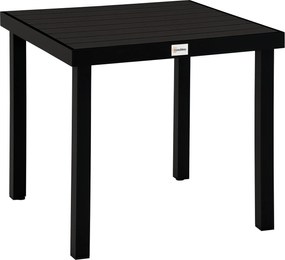 Zahradní stůl Outsunny pro 4 osoby – hliníkový stůl na venkovní použití, snadno se udržuje, plastový, černý, 78 x 78 x 74 cm | Aosom