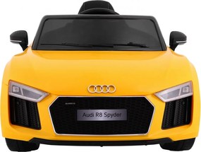 Ramiz Elektrické autíčko Audi R8 Spyder pro děti žluté + dálkové ovládání + EVA + pomalý start + rádio MP3 + LED