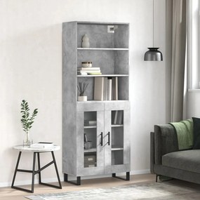 Skříň highboard betonově šedá 69,5x34x180 cm kompozitní dřevo