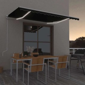 Automatická markýza LED a senzor větru 450 x 350 cm antracitová 3069014