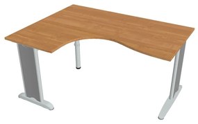 Stůl ergo oblouk pravý 160×120/80 cm - Hobis Flex FE 2005 P Dekor stolové desky: olše, Barva nohou: Stříbrná