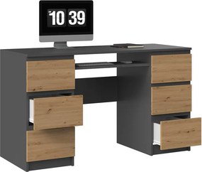 TPS Psací stůl s šuplíky KUBA 130 cm - Antracit / Dub artisan
