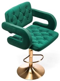 Barová židle STOCKHOLM na zlaté podstavě - zelený velur