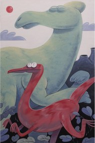 Slakinglizard | Pravěk Rám: Dubový, Velikost: 30 x 20 cm