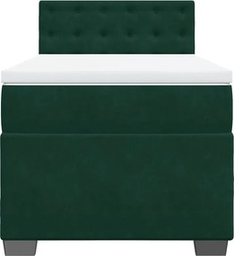 Box spring postel s matrací tmavě zelená 90x190 cm samet 3288489