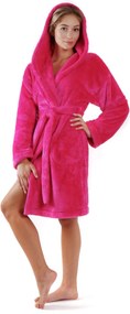 Krátký župan s kapucí Lilly extra one size malinový 33 20 3430 - S/M