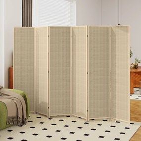 HOMCOM Dřevěný paraván, skládací dělicí stěna se 6 panely, 270 x 180 cm, přírodní dřevo