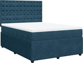 Box spring postel s matrací modrá 160 x 200 cm samet 3294698