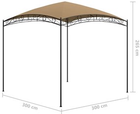 vidaXL Marketos Altán 3 x 3 x 2,65 m taupe 180 g/m²