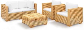 5dílná zahradní sedací souprava s poduškami masivní teak 3100869
