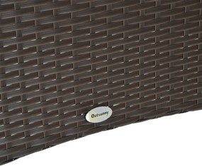 Outsunny jídelní stůl zahradní stůl polyratanový skleněný stůl 150x85x74cm, bezpečnostní sklo hnědočerné, ideální pro zahradu a terasu |