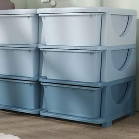 HOMCOM komoda s 9 zásuvkami pro děti – organizér na hračky, modrá, 113 x 37 x 56,5 cm – pro děti 3–6 let